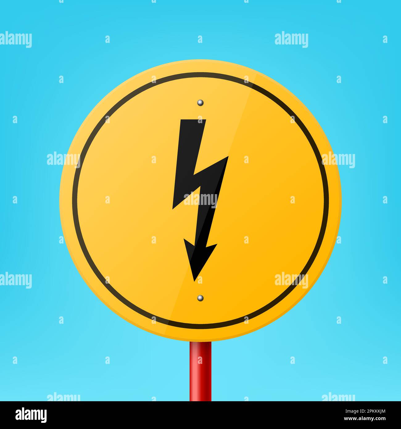 Vector Yellow Blank Round Road Sign Frame with Lightning Icon ...