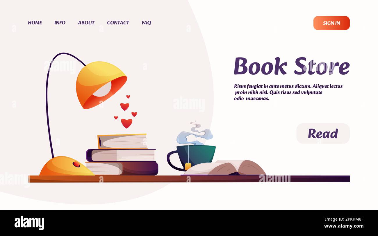 Bookstore landing page. Website template with books and magazines ...