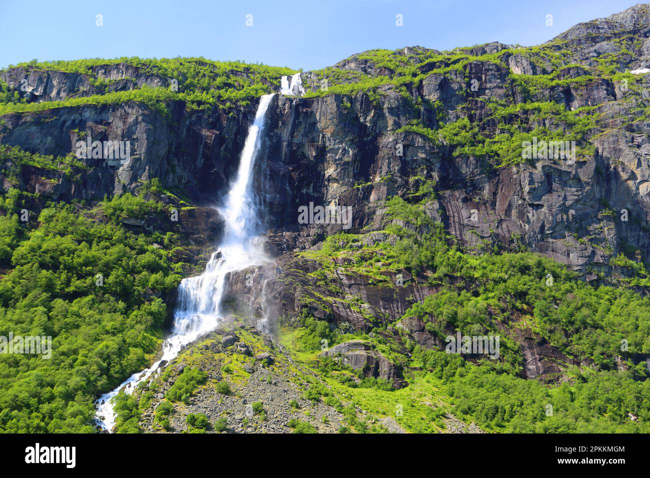 Waterfall near Briksdal Glacier, Olden, Vestland, Norway, Scandinavia ...