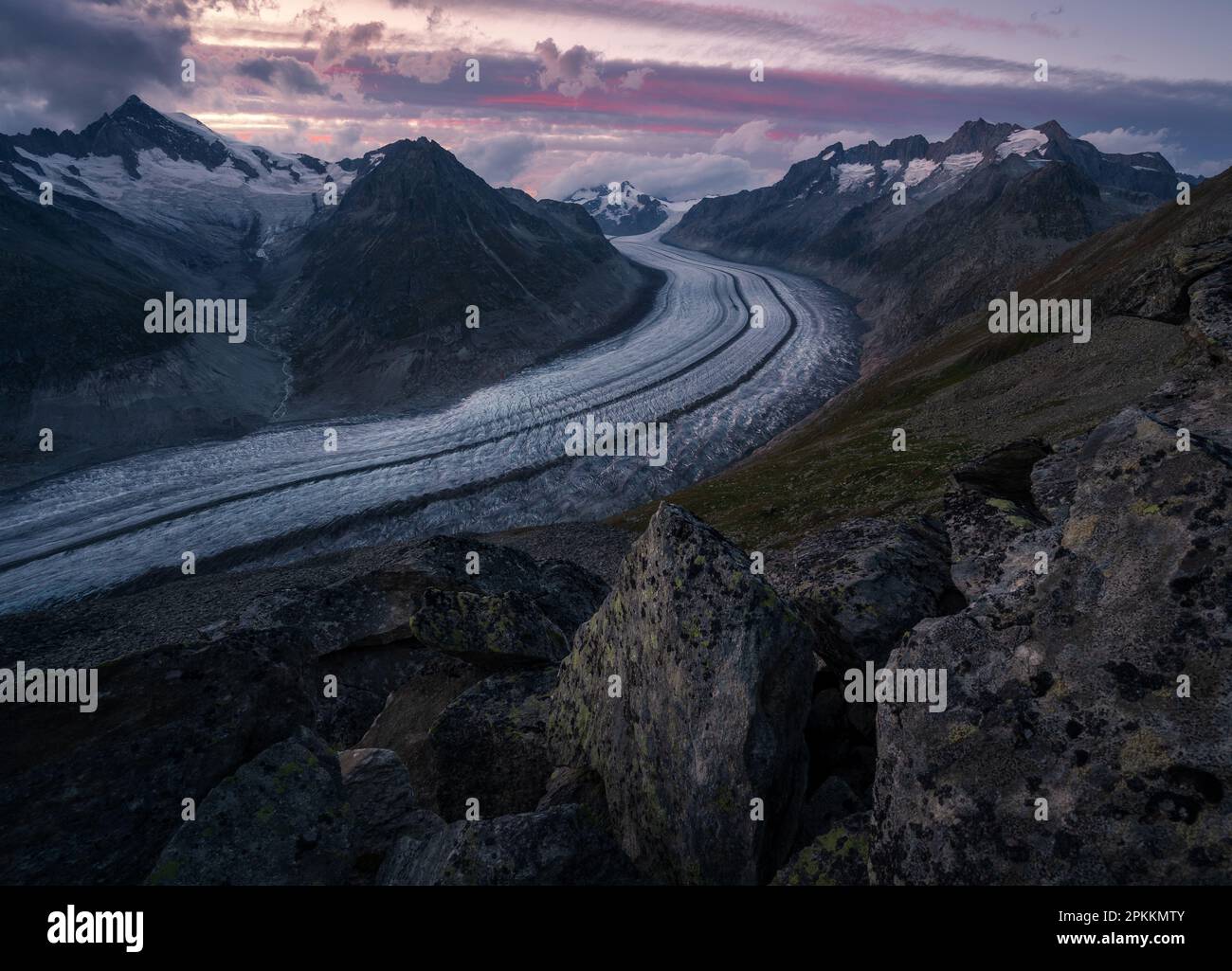 The biggest glacier in the Alps, the Aletsch glacier, UNESCO World ...