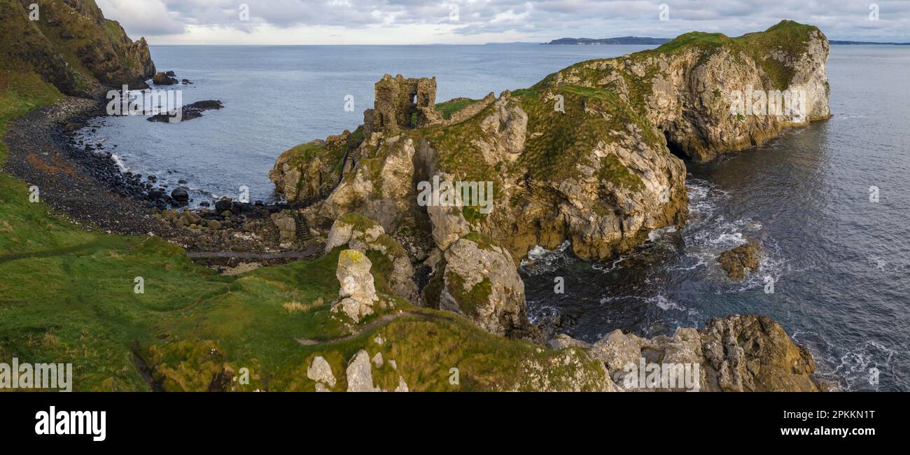 The ruins of Kinbane Castle on the Causeway Coast, County Antrim ...
