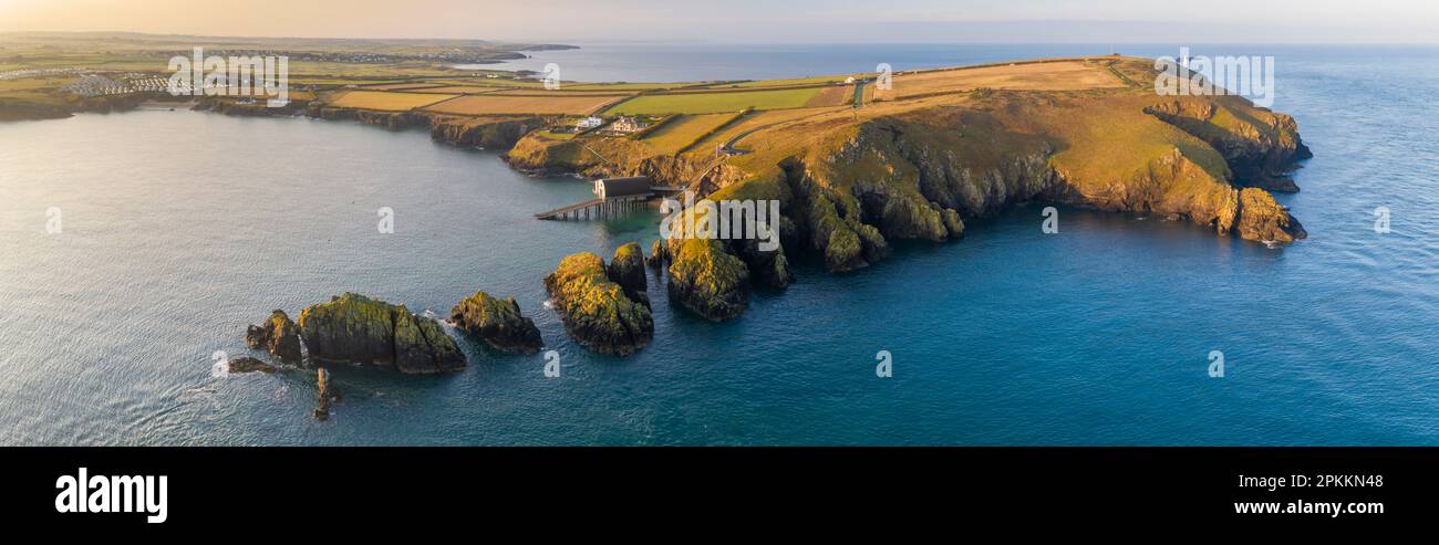 Aerial vista of Merope Rocks, Trevose Head and Padstow Lifeboat Station ...