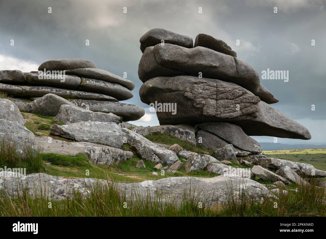 Granite tor on Stowes Hill, Bodmin Moor, Cornwall, England, United ...
