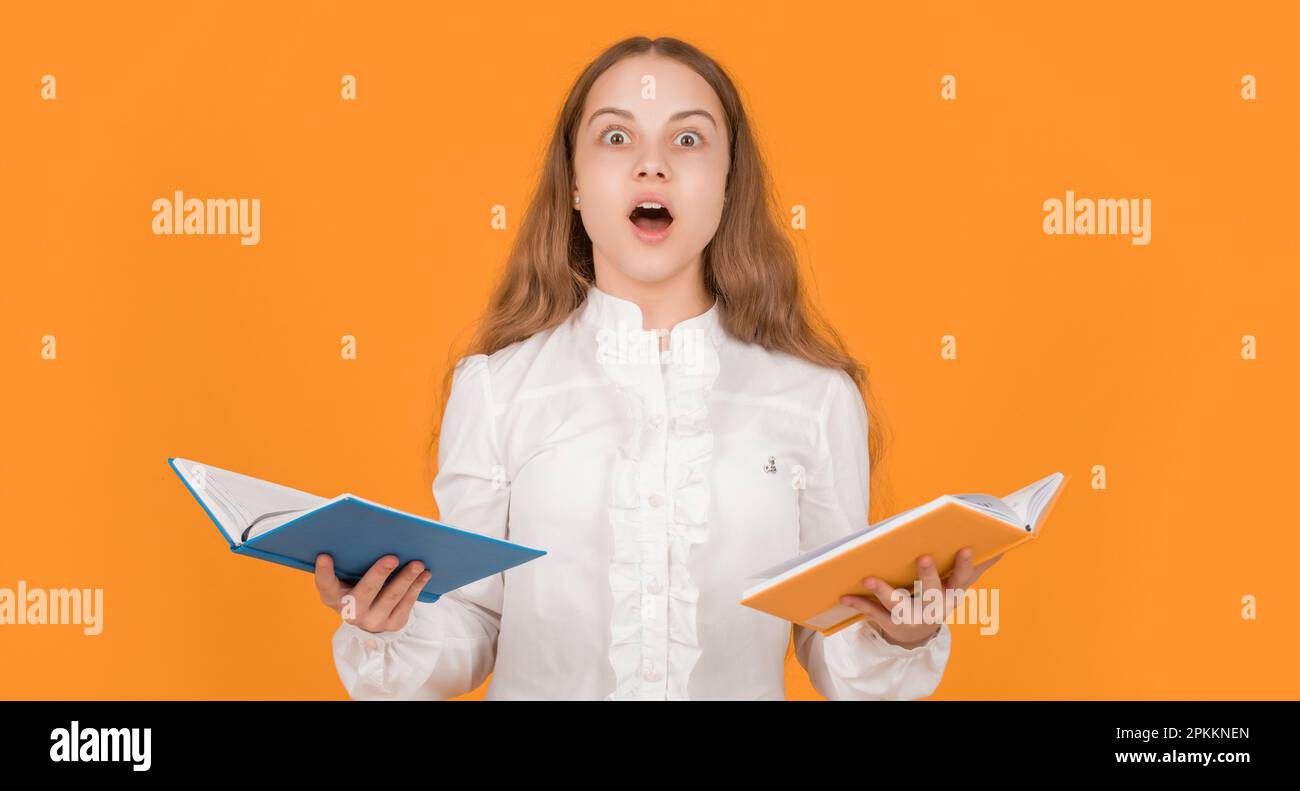 schoolgirl with copybook. teen girl with notebook. back to school. kid ...