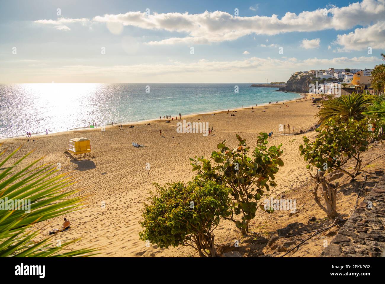 View of Playa del Matorral beach and town, Morro Jable, Fuerteventura ...
