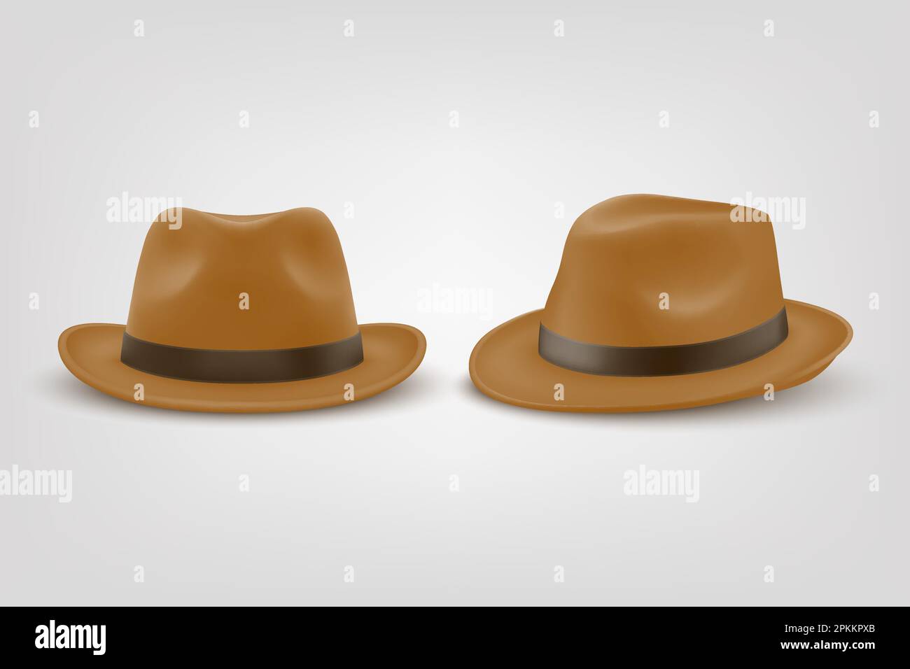 Vector 3d Realistic Brown Vintage Classic Gentleman Hat, Cap Icon Set ...
