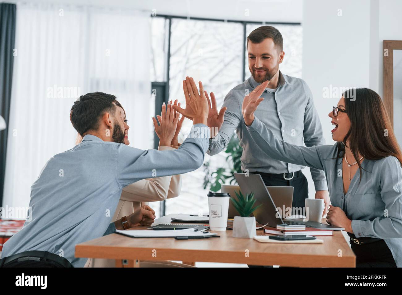 Using brainstorming technique. Group of business people that working on ...