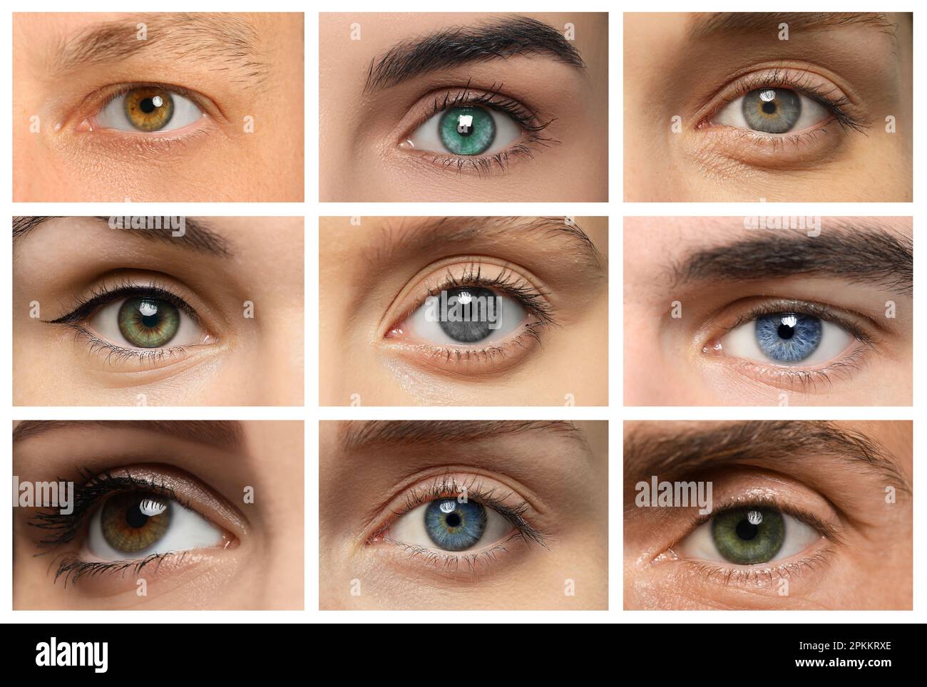 Collage with photos of people with beautiful eyes of different colors ...