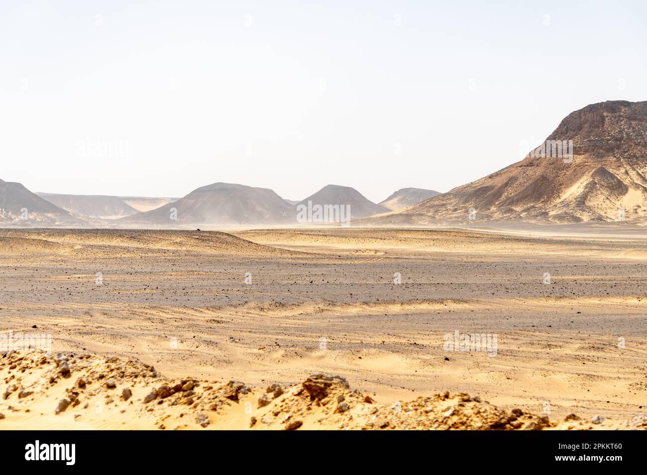 A view of the rocky outcrops / basalt mounds in the Black Desert in ...