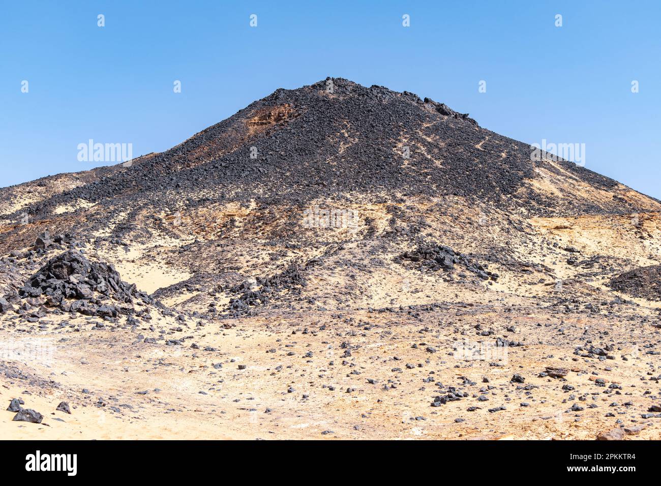 A view of the rocky outcrops / basalt mounds in the Black Desert in ...