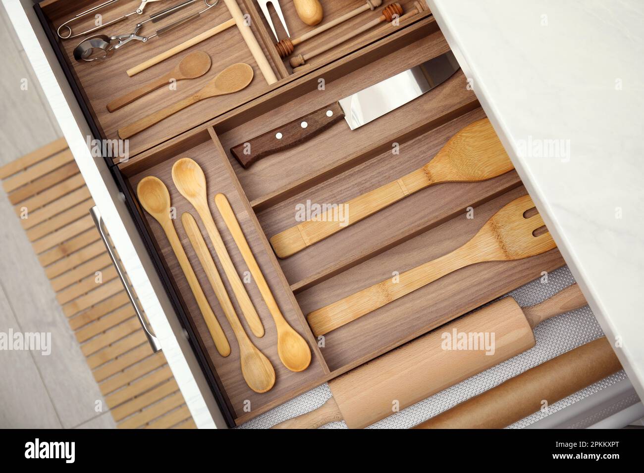 Wood cabinet top view hi-res stock photography and images - Alamy