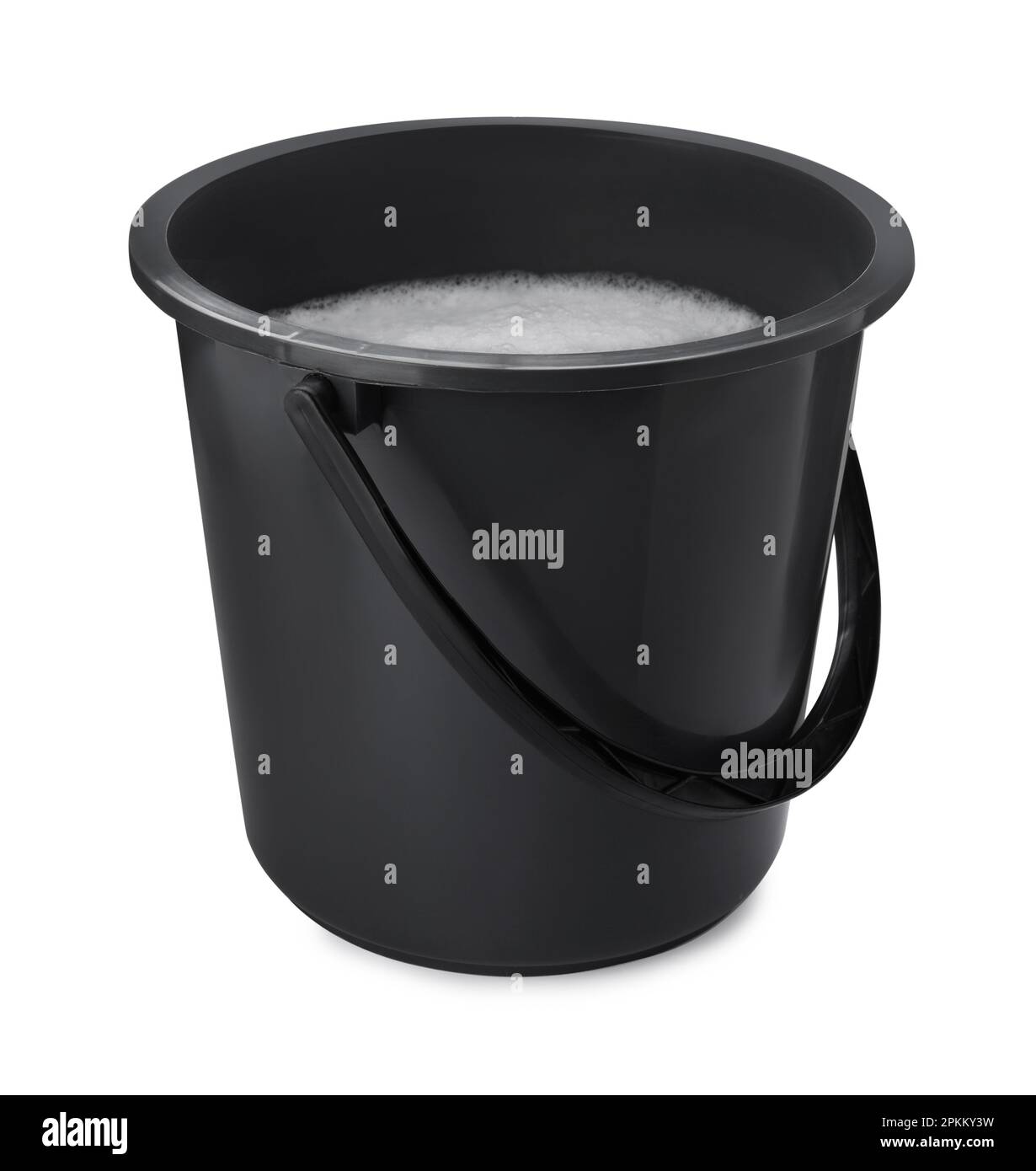 Black bucket with detergent isolated on white Stock Photo - Alamy