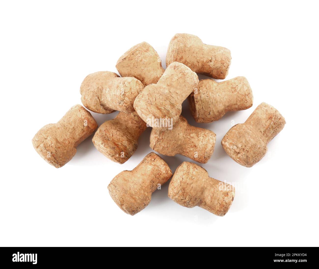 Heap of sparkling wine corks on white background, top view Stock Photo ...
