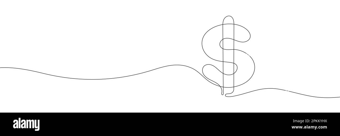 dollar sign drawn in one line on a white background Stock Vector Image ...