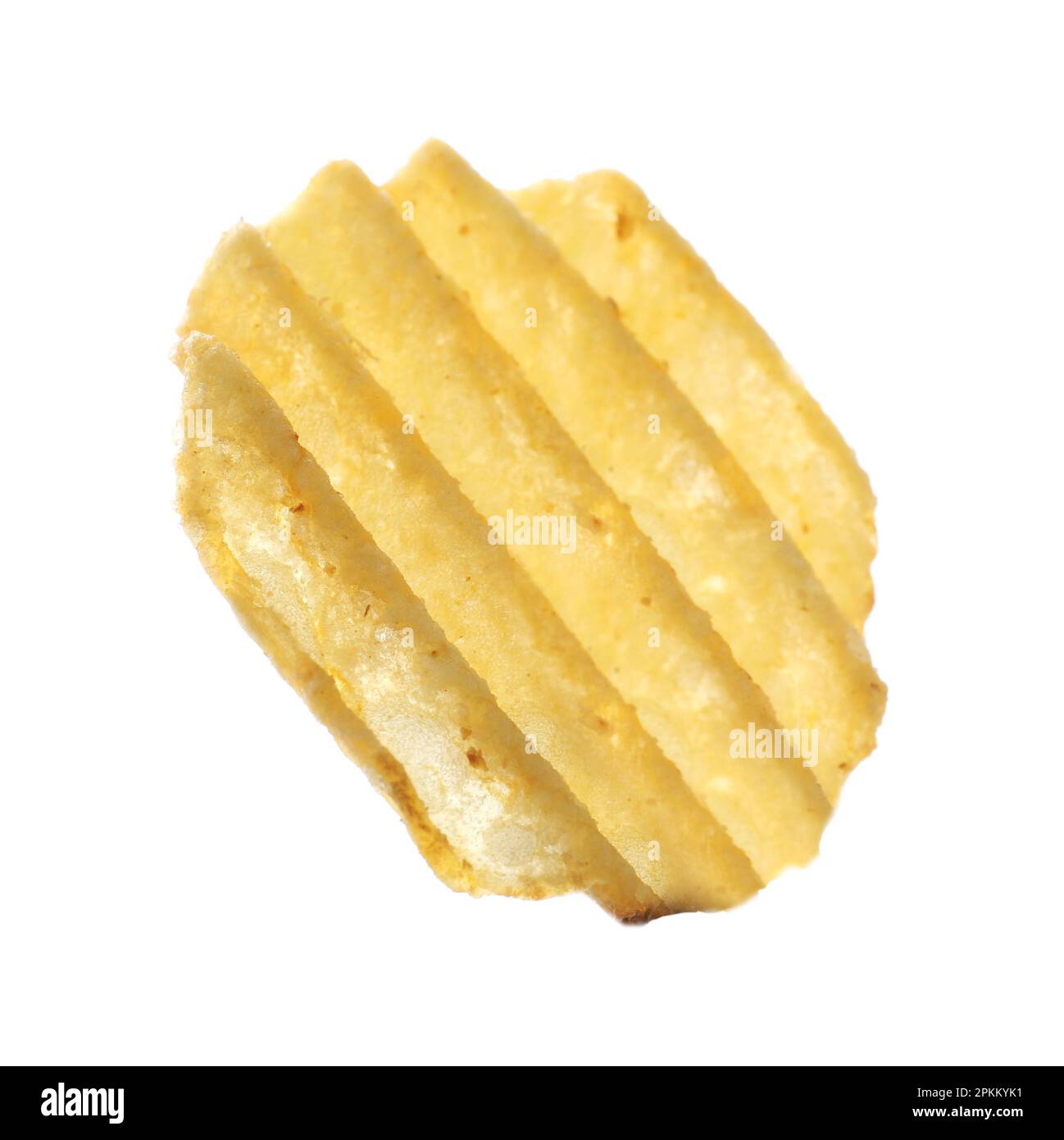 One tasty ridged potato chip isolated on white Stock Photo - Alamy