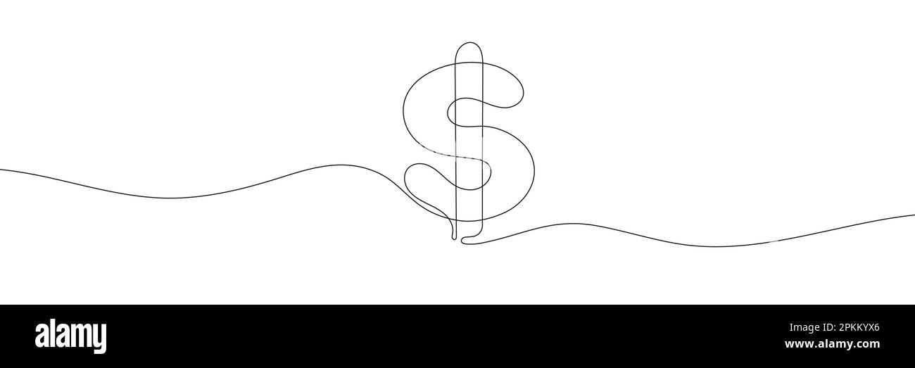 dollar sign drawn in one line on a white background Stock Vector Image ...