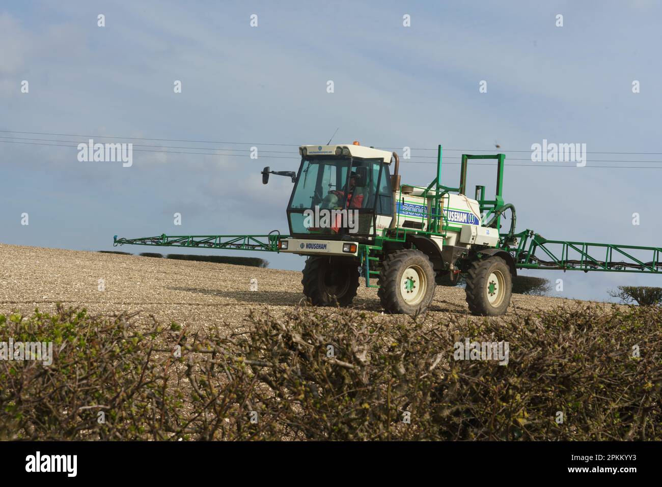 Crop spraying in progress. Farming in spring. East Yorkshire Stock ...