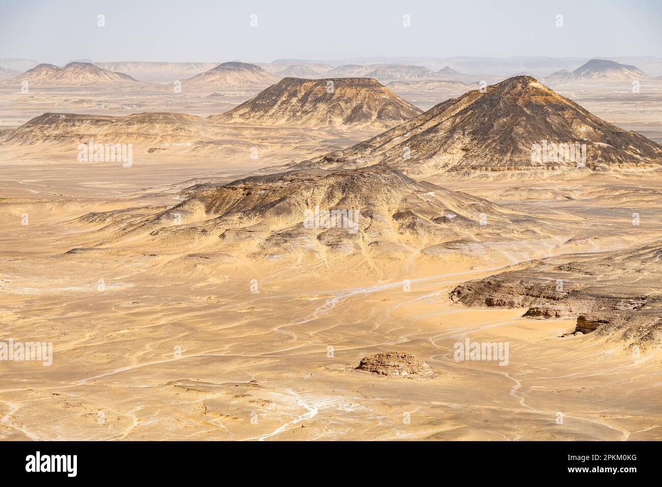 A view of the rocky outcrops / basalt mounds in the Black Desert in ...