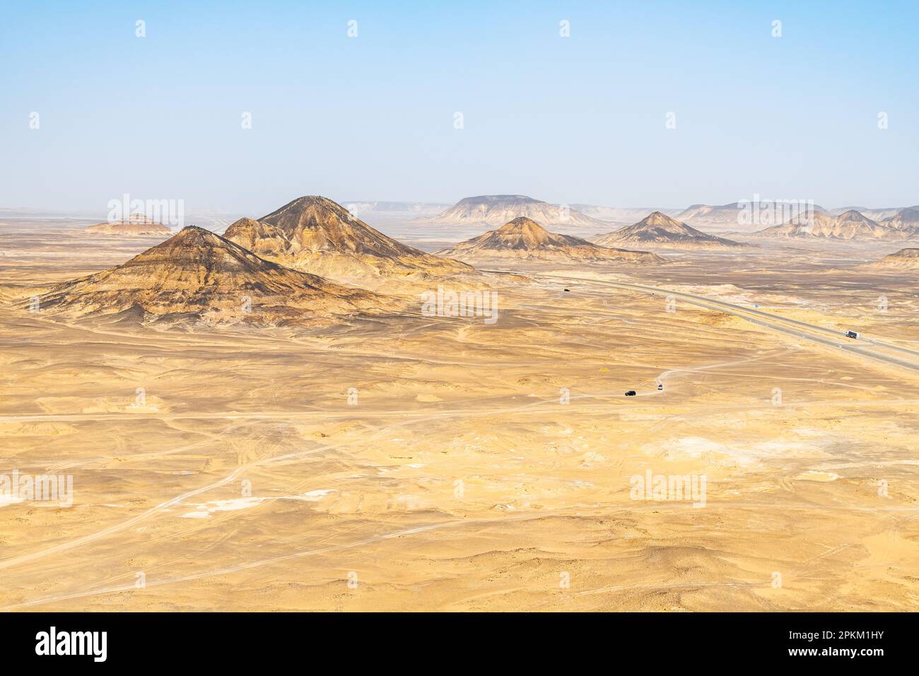 A view of the rocky outcrops / basalt mounds in the Black Desert in ...