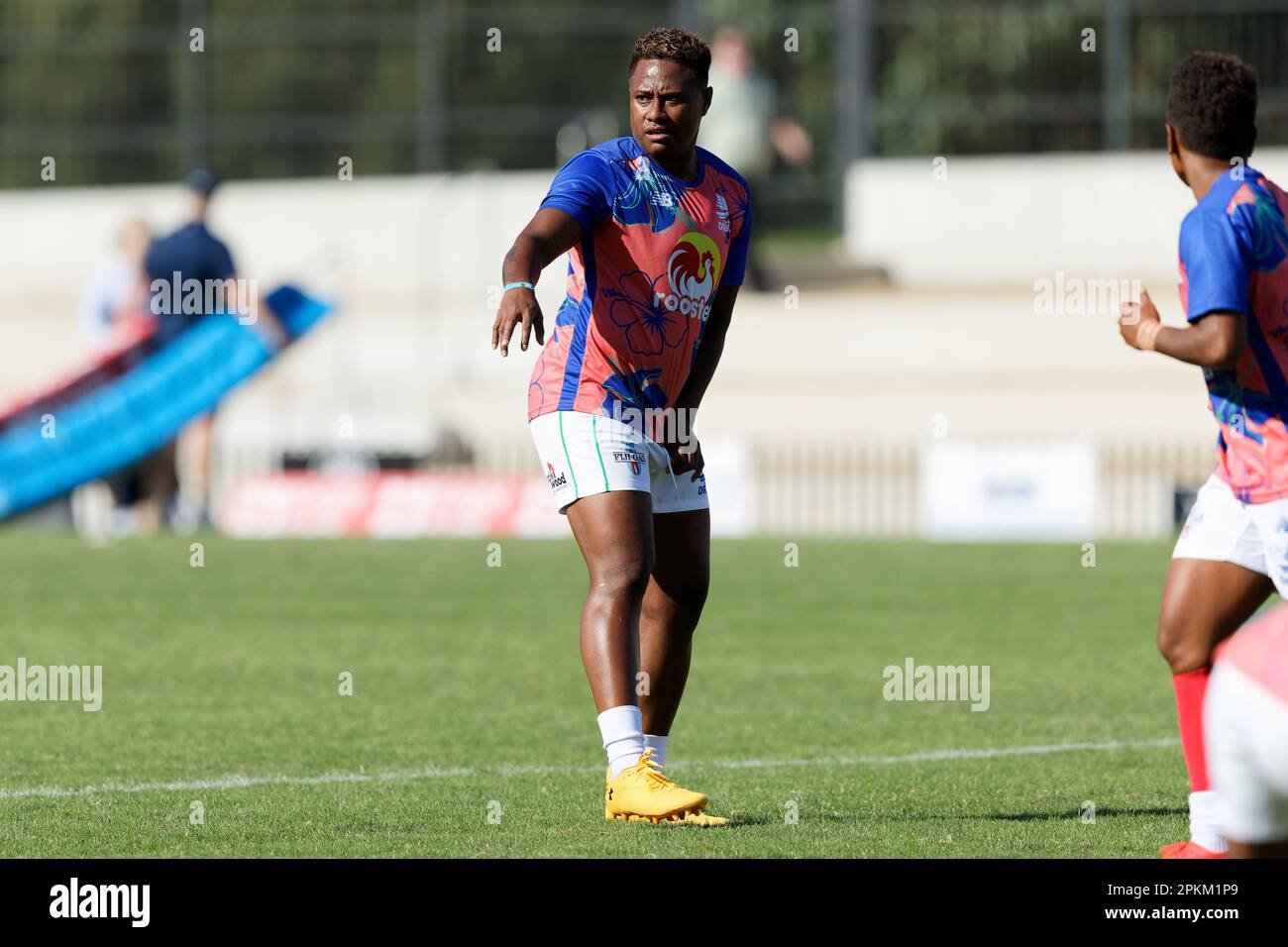 Merewai Cumu of Fijiana Drua warms up before the Buildcorp Super W ...