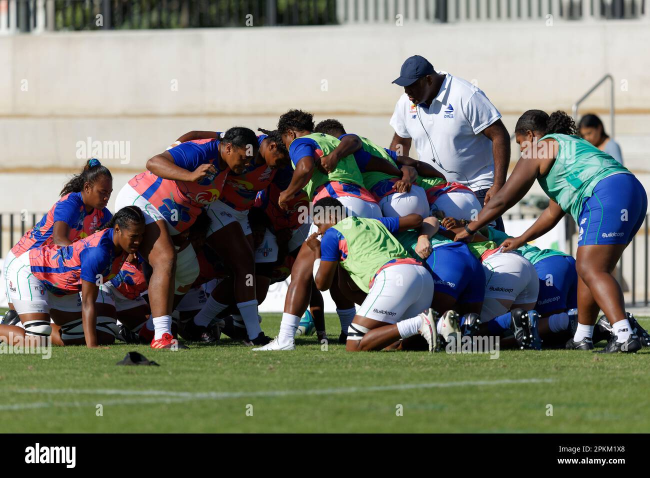 The Fijiana Drua players warms up before the Buildcorp Super W match ...