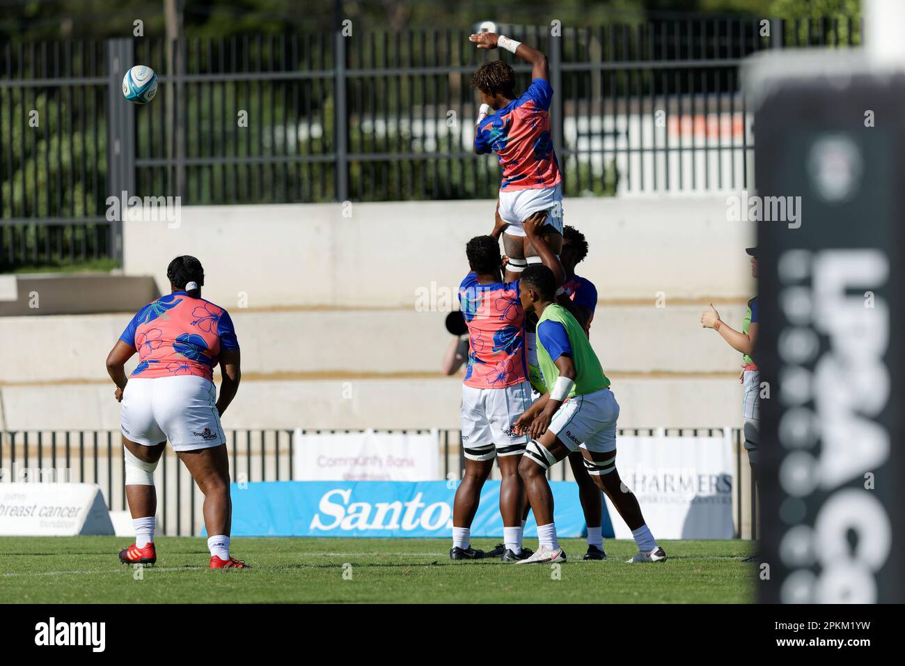The Fijiana Drua players warms up before the Buildcorp Super W match ...
