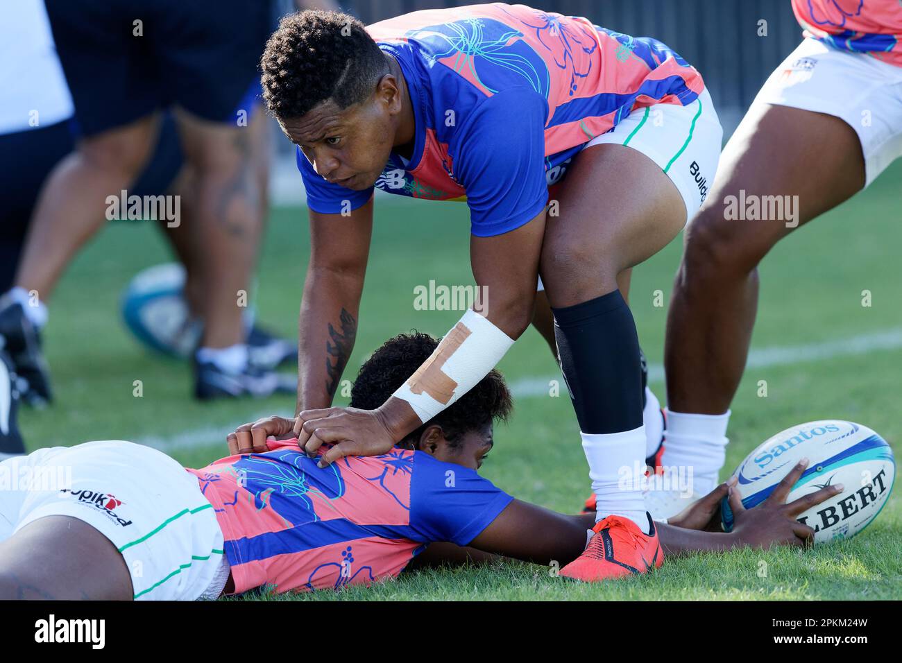 Lavenia Tinai of Fijiana Drua warms up before the Buildcorp Super W match between the Waratahs ...