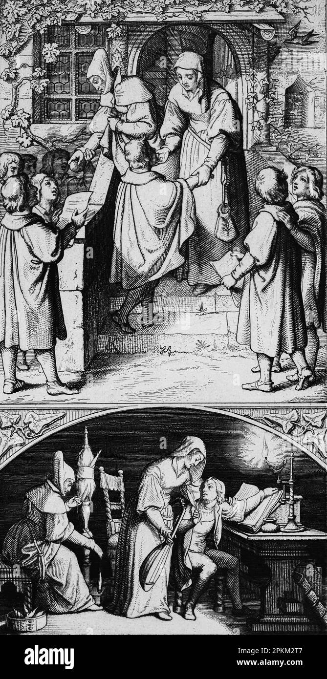 Poor young Martin singing for bread, at Ursula Cotta´s house and inside ...