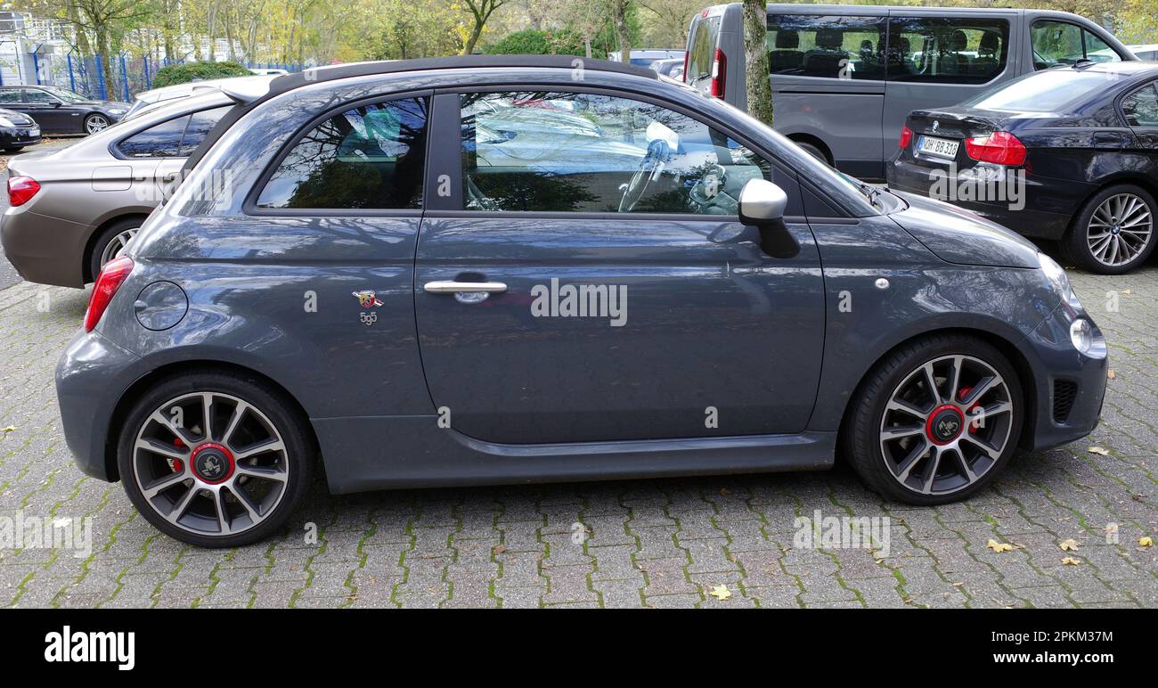 Lingen, Germany - Nov 9 2022 Side view on a dark gray Fiat Abarth 595 ...