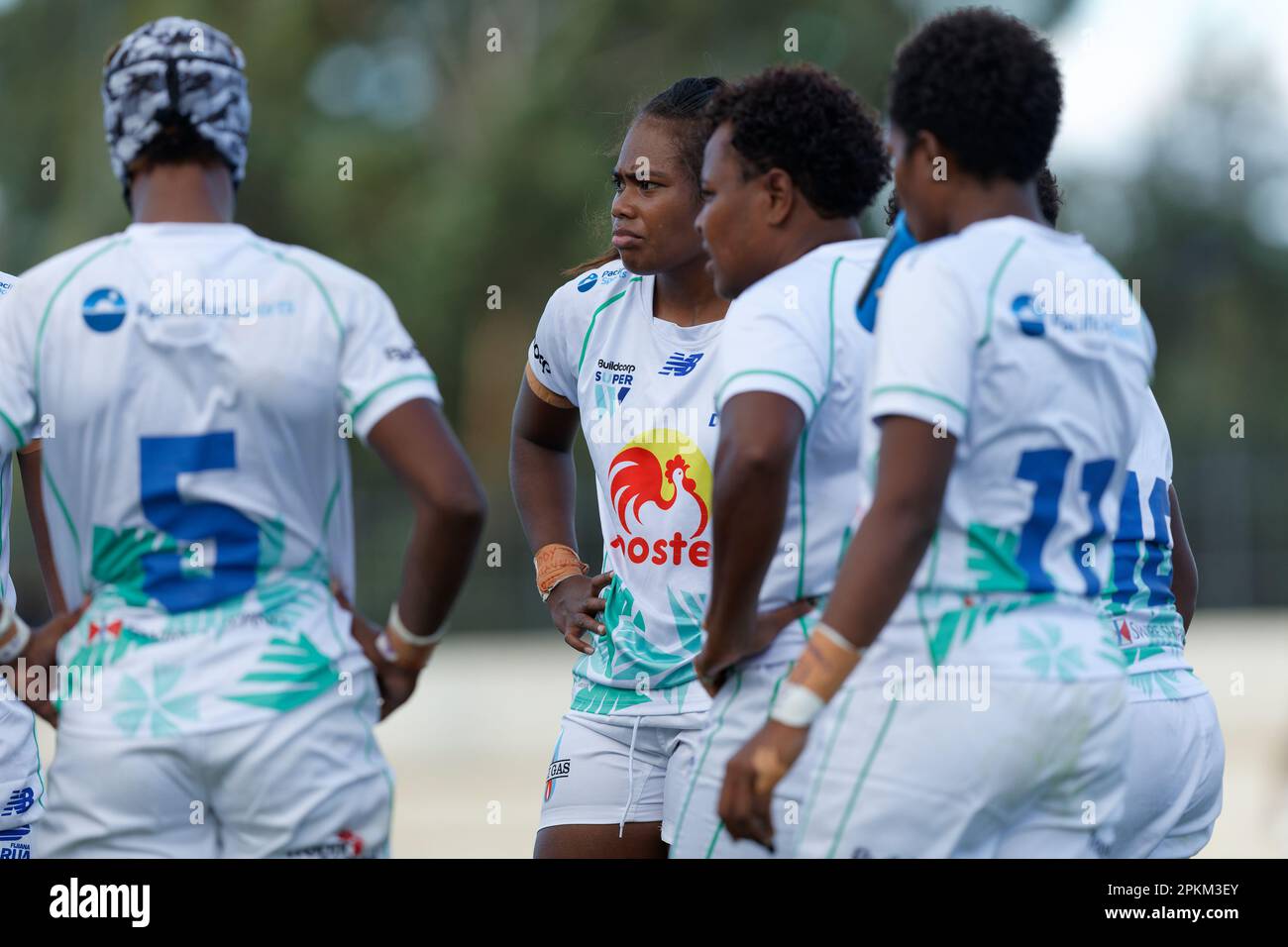 Fijiana Drua players looks on during the Buildcorp Super W match ...