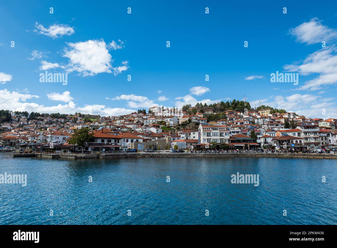 view of Ohrid Lake, city of Ohrid. Ohrid is a Macedonian resort and ...