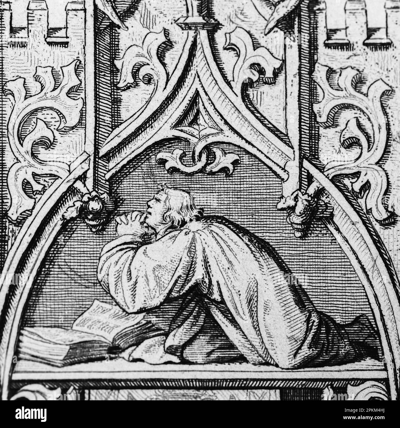 Martin Luther praying,,historical illustration 1851 Stock Photo - Alamy