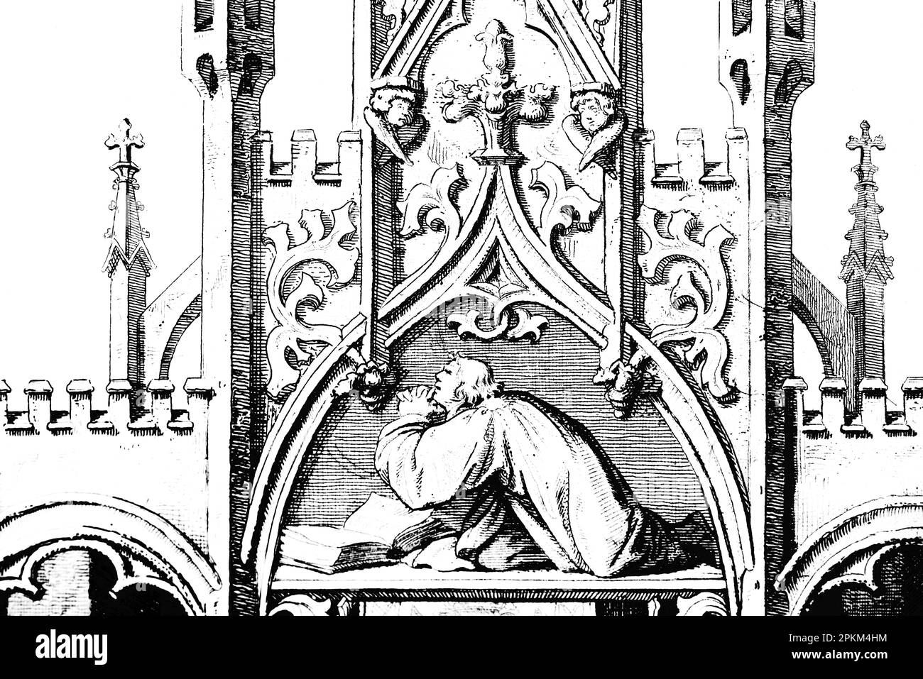 Martin Luther praying,,historical illustration 1851 Stock Photo - Alamy