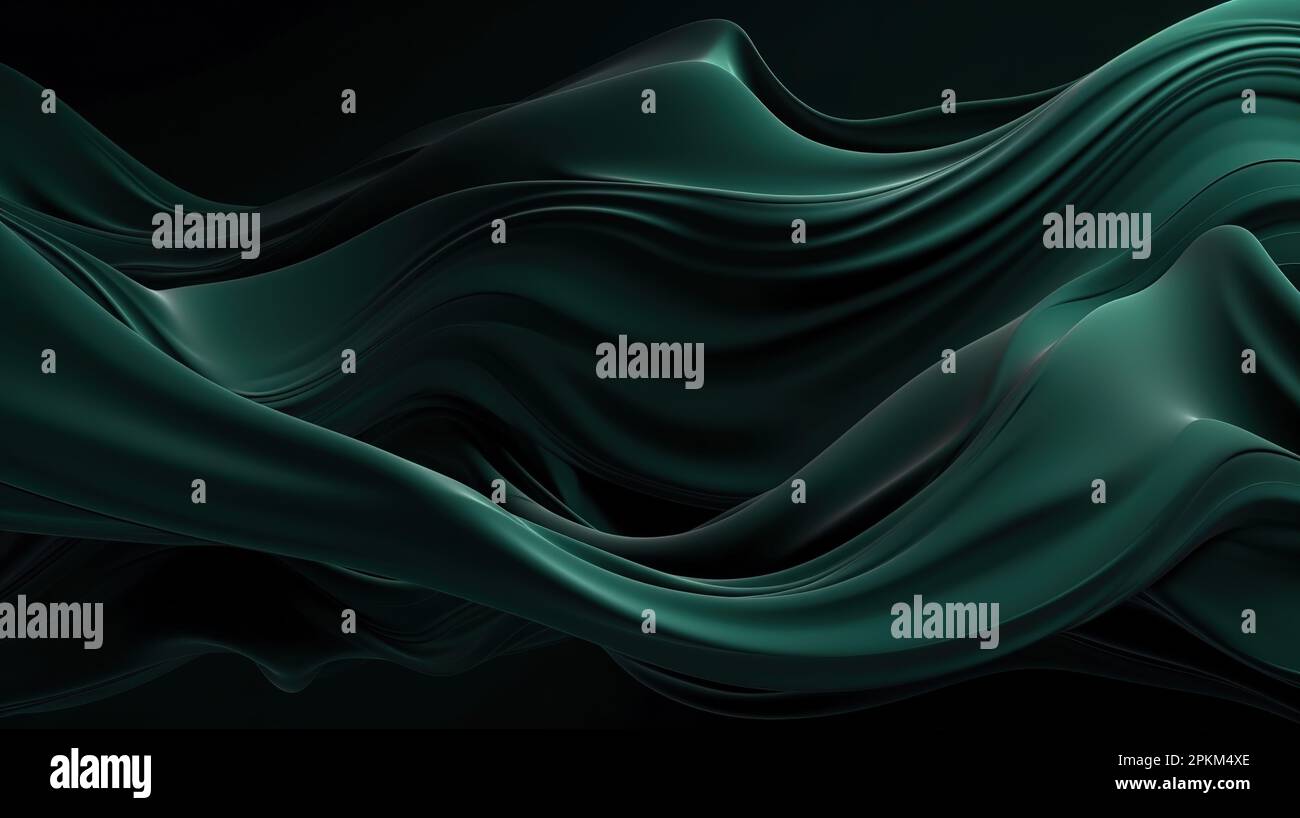 An abstract design of green silk waves, creating a mesmerizing visual ...