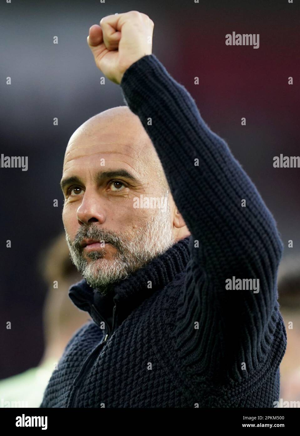 Manchester City manager Pep Guardiola celebrates at full time following ...