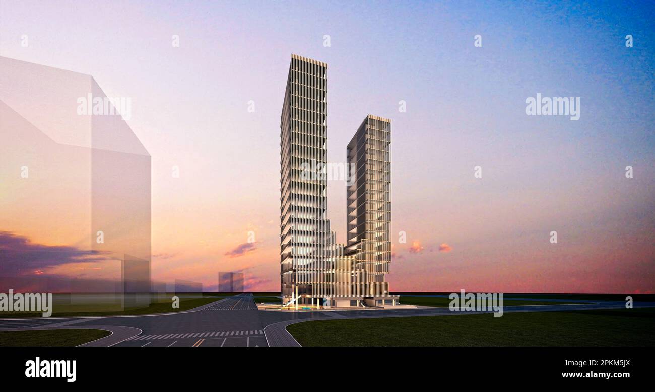 Buildings skyscrapers 3d rendering Stock Photo - Alamy