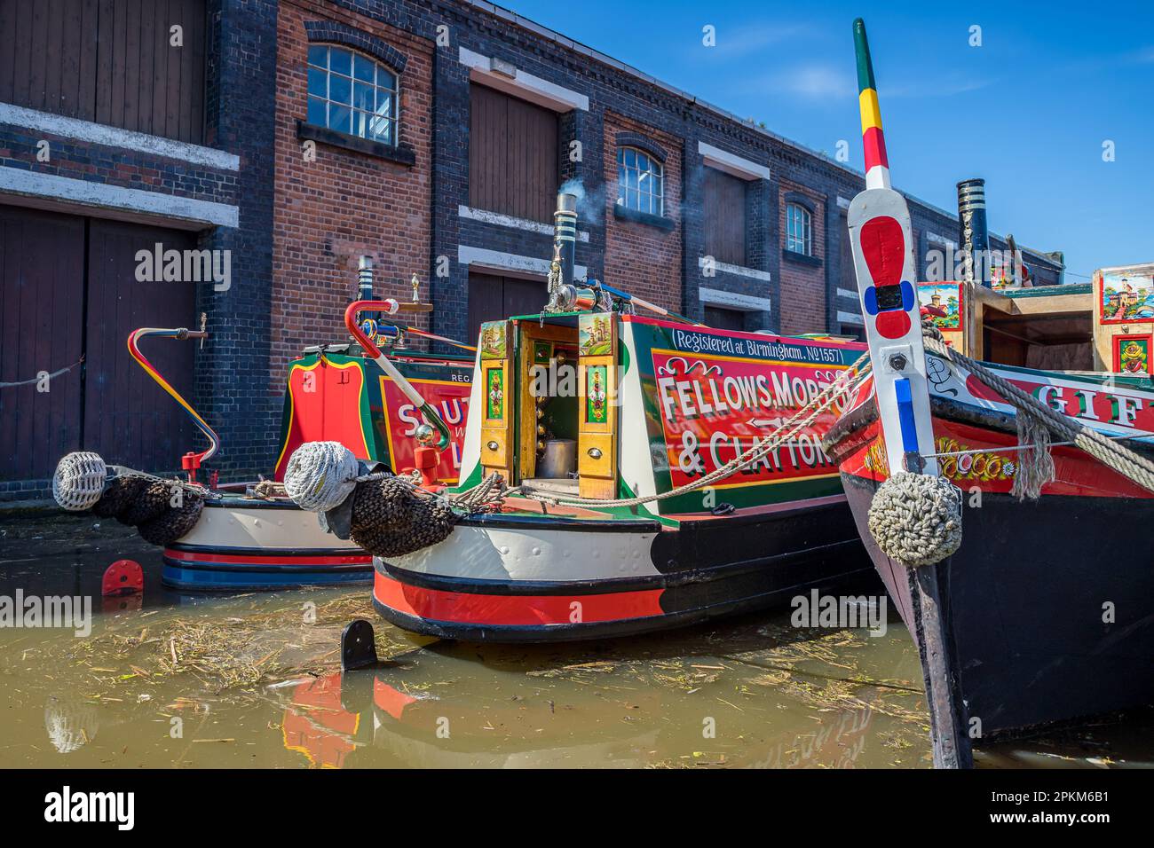 Three beautifully coloured narrow boats pictrued in Ellesmere Port ...