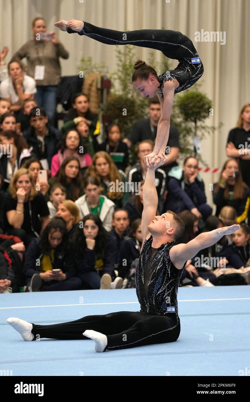 Israel's Amy Rafaeli and Yonatan Fridman perform during the mixed pairs ...