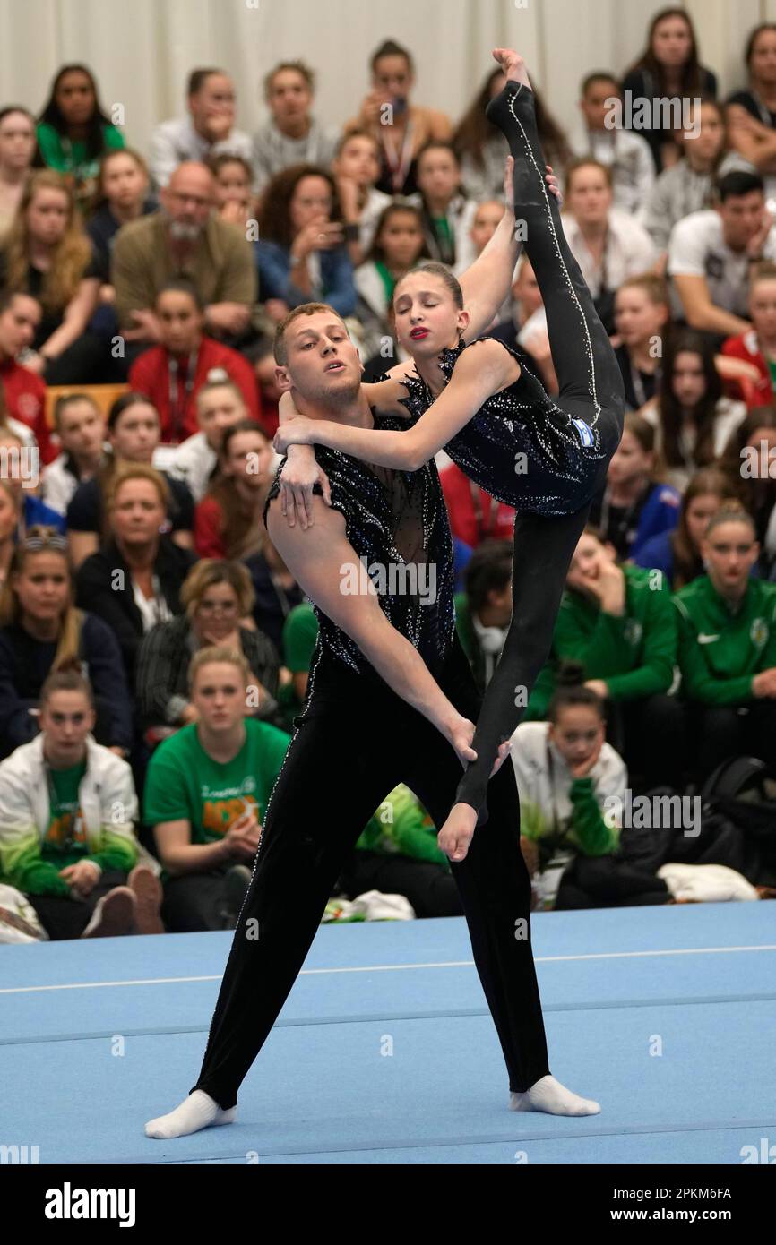Israel's Amy Rafaeli and Yonatan Fridman perform during the mixed pairs ...