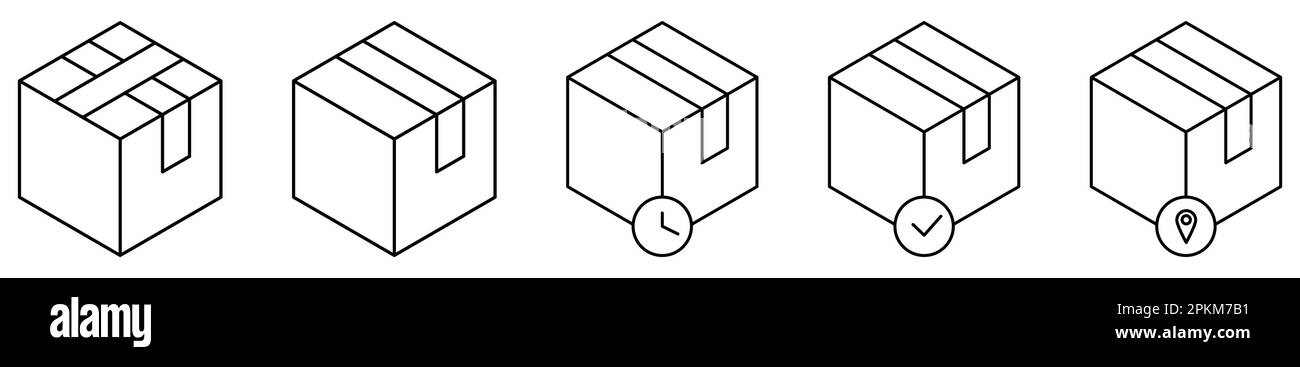 Box line icons. Vector illustration isolated on white background Stock ...