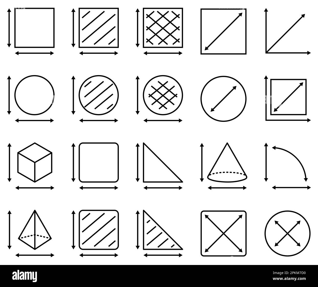 Dimension line icons. Vector illustration isolated on white background ...