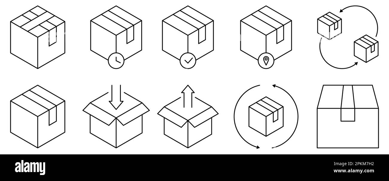 Set of line box icons. Vector illustration isolated on white background ...