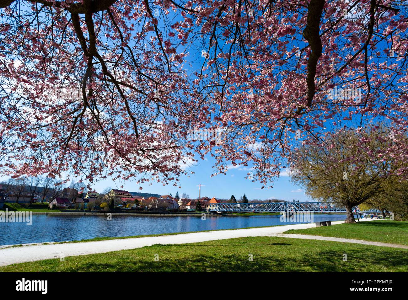 Springtime view of Tyn nad Vltavou, Czechia Stock Photo - Alamy