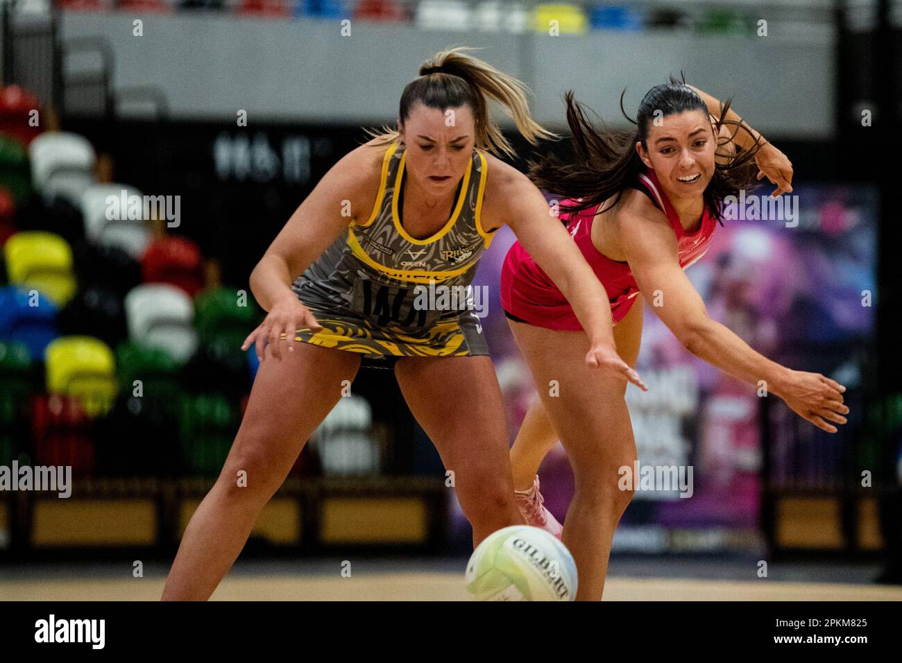 London, UK. 8th April, 2023. Elle McDonald of Leeds Rhinos and Ellie ...