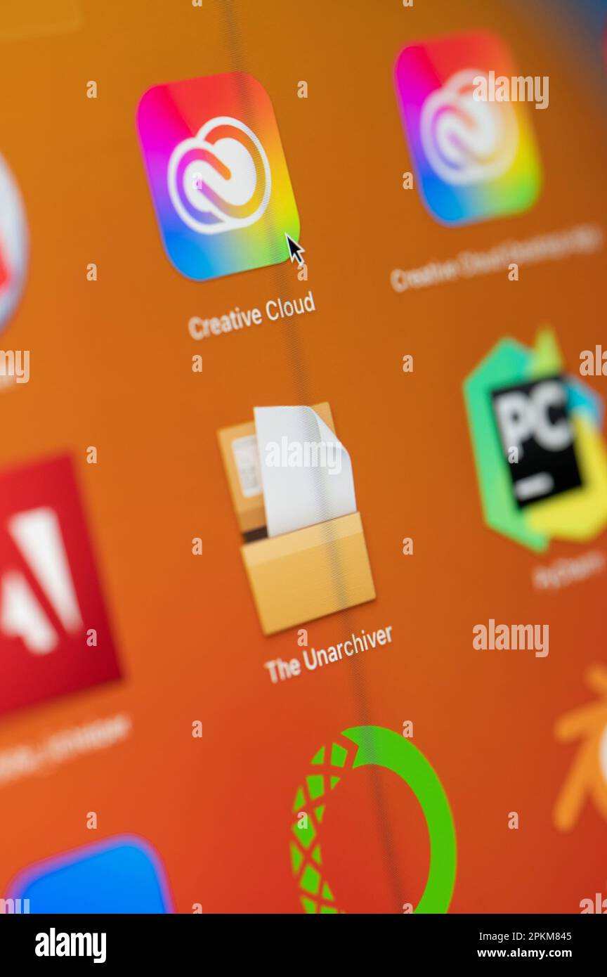 New york, USA - April 7, 2023: Open Adobe Creative cloud on computer ...