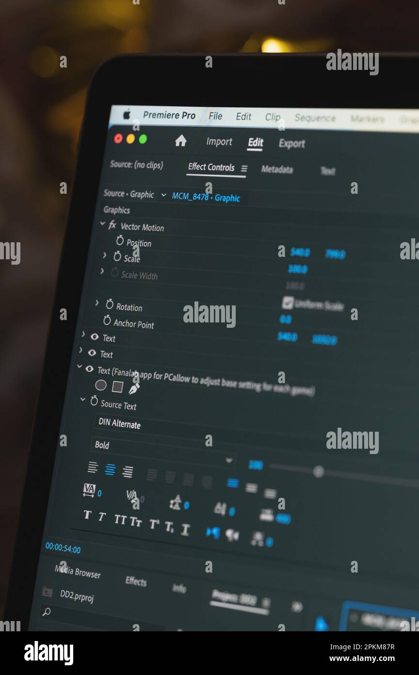 New york, USA - April 7, 2023: Adobe Premiere Pro app menu with tool on ...