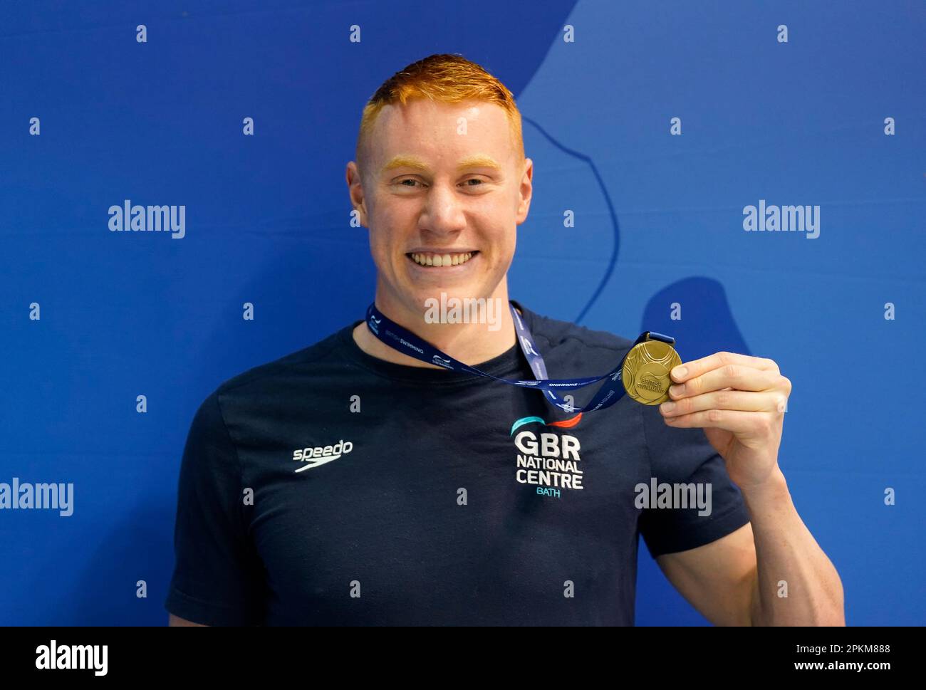 Tom Dean poses with his medal after winning the Men 200m Individual ...