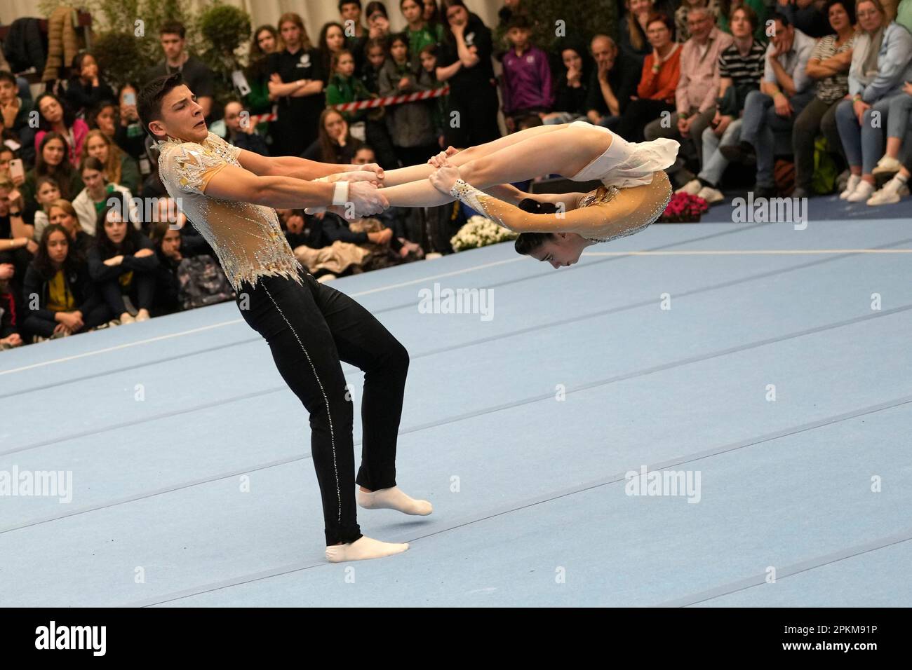 Portugal's Beatriz Mota and Luis Ferreira perform during the mixed ...