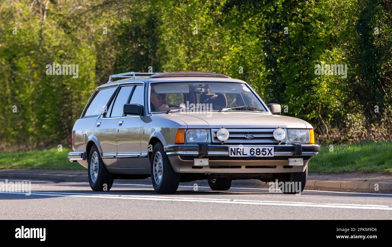 1982 Ford Granada estate car travelling on an English country road ...
