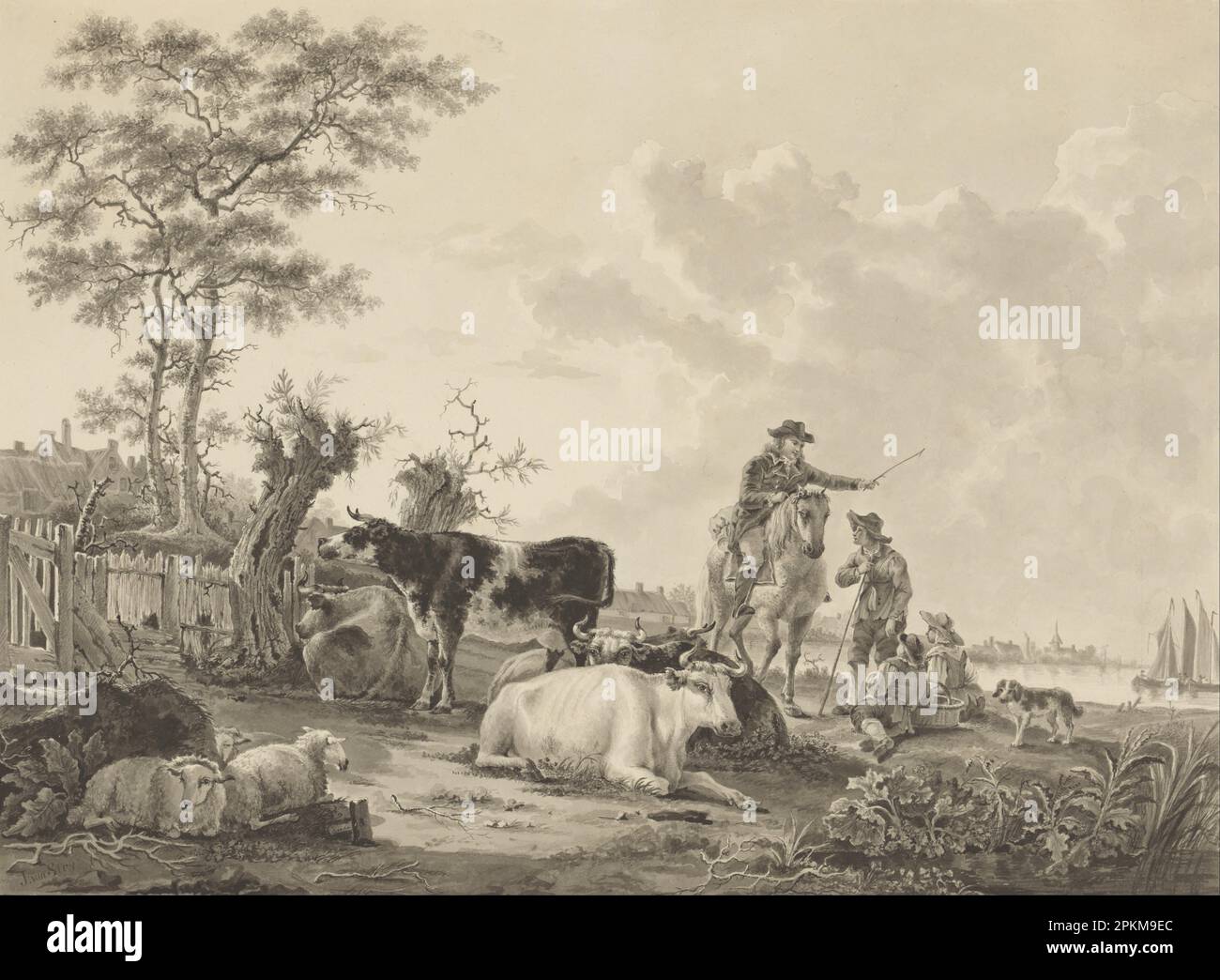 Landscape with Cattle, Sheep, and Herders about 1800 - 1810 by Jacob ...